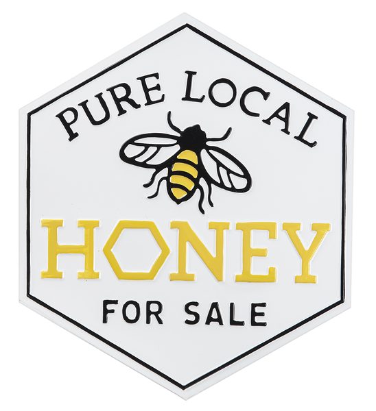 Hexagon Enamel "Honey for Sale" Sign | Ottawa Beekeeping Supplies